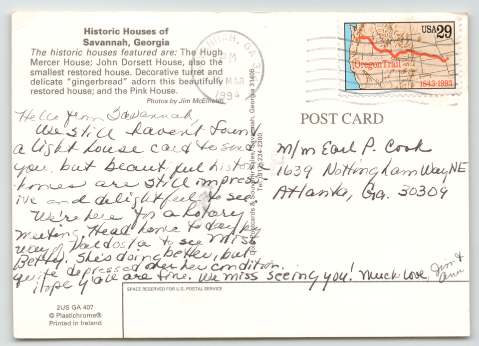 Continental Postcard Historic Houses of Savannah, GA. Multi View | eBay