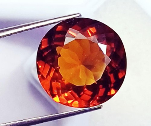 Natural Hessonite Garnet Round Cut 17.50 Ct Certified Loose Gemstone ...