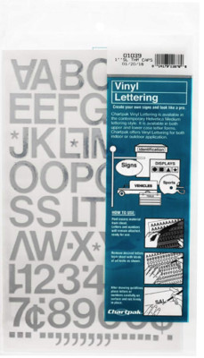 Chartpak Self-Adhesive Vinyl Capital Letters and Numbers, 1" High ...