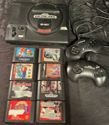 SEGA Genesis 16 Bit Home Console. Includes 8 Games 2 Controllers ...