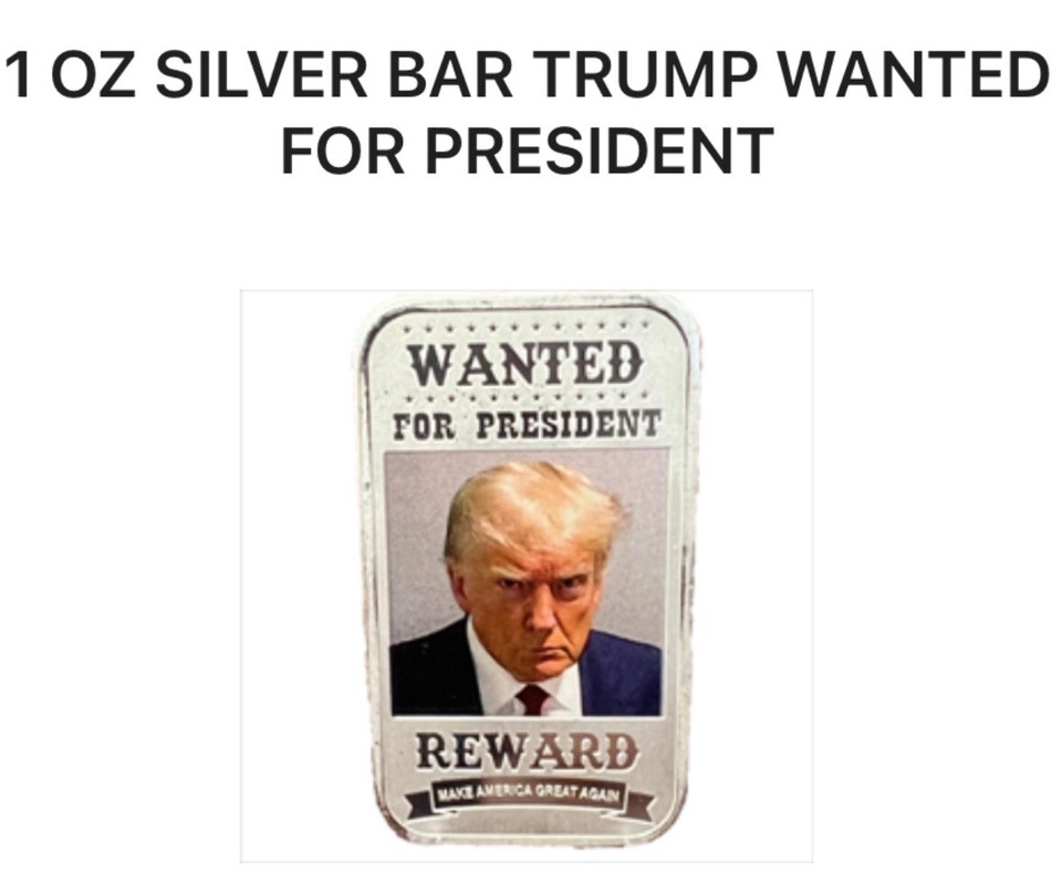 Trump 1 Oz Silver Bar WANTED FOR President .999 Fine Silver Famous ...