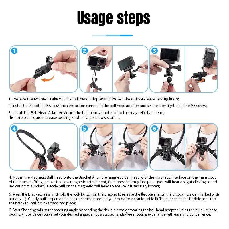 For GoPro/DJI/Insta360 Series Universal First-Person Camera Neck Strap ...