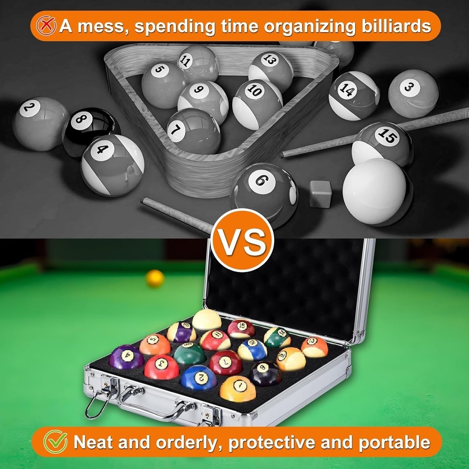 Pool Ball Case, Billiard Balls Storage Box, can Holds 16 Billiard Balls ...