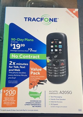 Tracfone Alcatel One Touch A205G Value Pack No Contract Cell Phone NEW ...