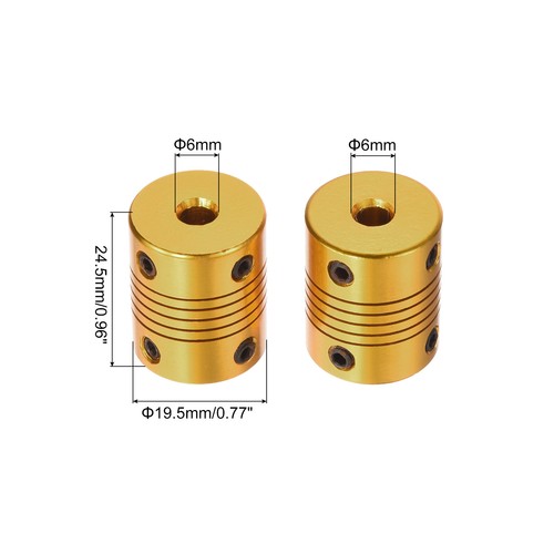 2 Pcs 6mm to 6mm Shaft Coupling L24.5xD19.5 for Encoders and Motors ...