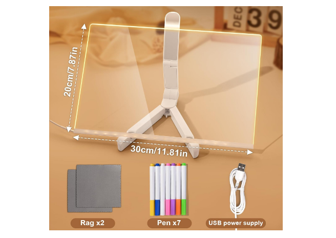 Drawing Magic Board Neon Glow Erasable Memo LED Notes Night Light Kids ...