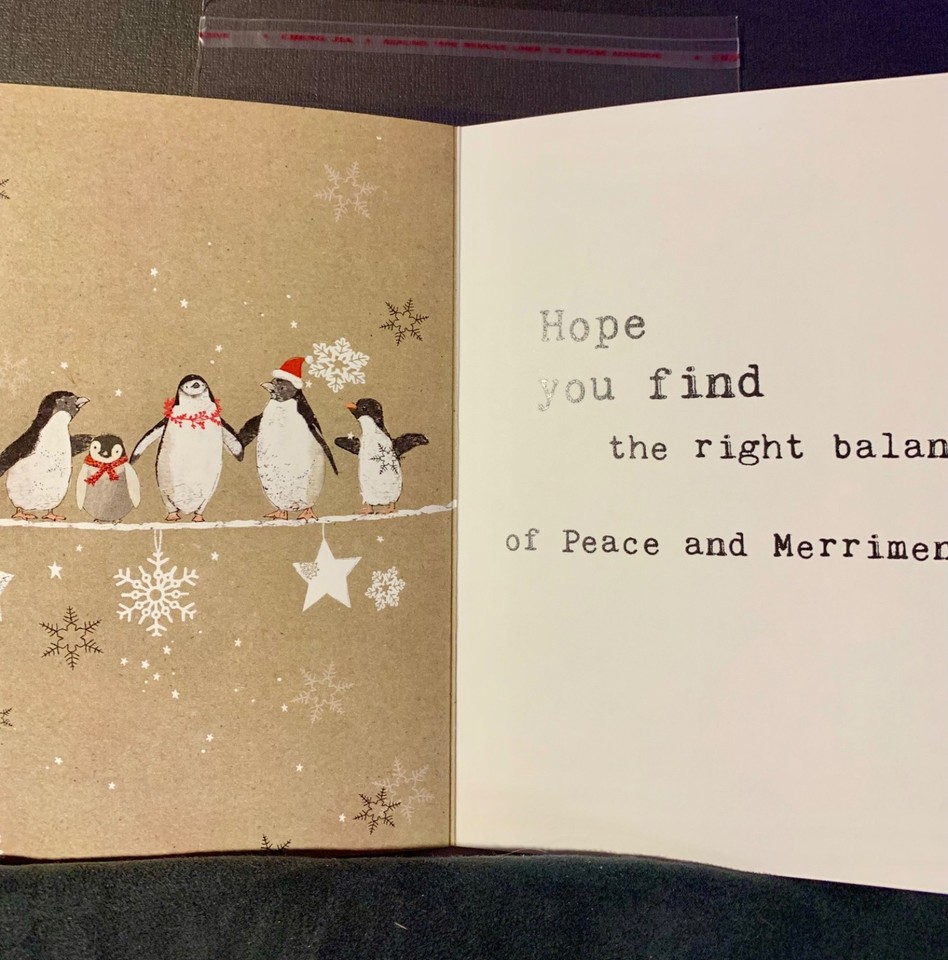 Set of 2! Christmas Cards! Tree Free! Balancing Penguins! | eBay