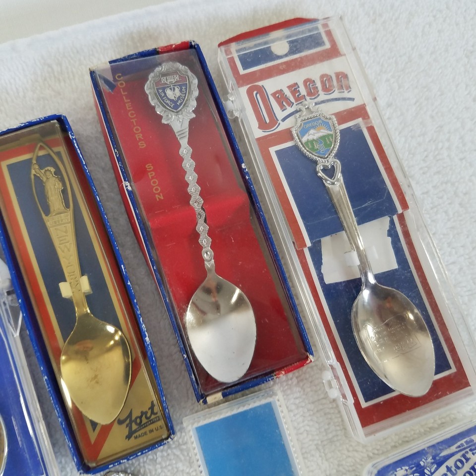 Lot 25 Collector Spoons Forks Souvenir States Kennedy Space Air Force ...