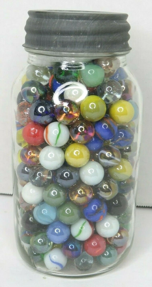 Colorful Marbles In A Jar
