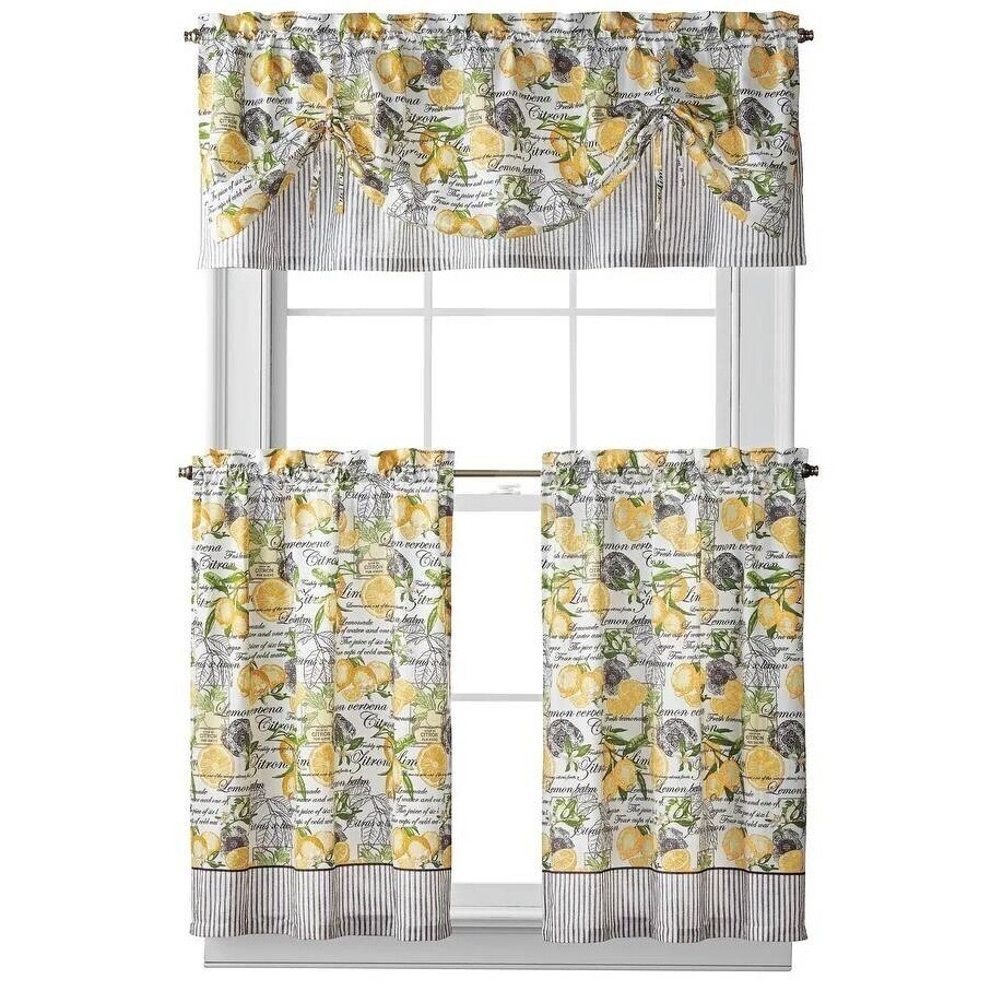Waverly Lemon Zest 2 pc. Rod Pocket Window Tier Curtain Pair New | eBay