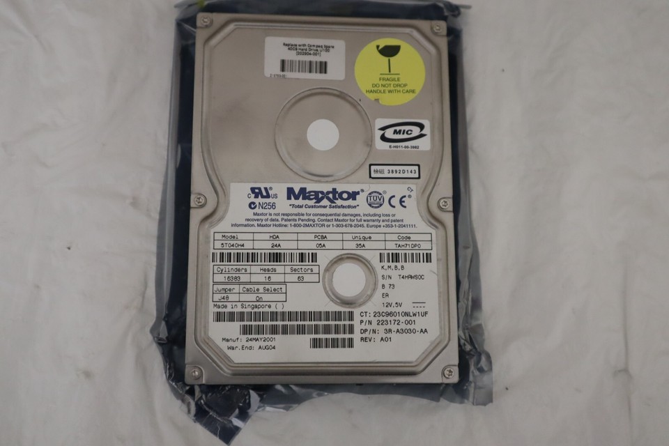 Maxtor 5T040H4 40GB IDE Hard Drive Model: TAH71DP0 | eBay