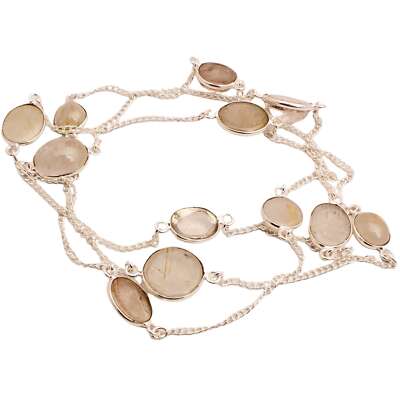 Golden Rutile Gemstone Silver Plated Necklace Handmade Jewelry Gift 23 ...