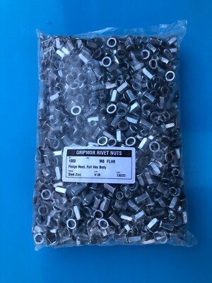 Gripmor M8 Rivet Nuts Flange Head Full Hex Body Steel Zinc Qty 1000 ...