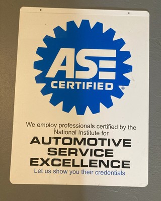 Vintage ASE Certified 29”x22” Metal Double Sided Shop Sign Display Man ...