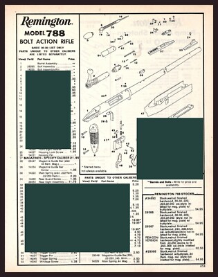 REMINGTON Model 788 Bolt Action Rifle Schematic Parts List AD | eBay