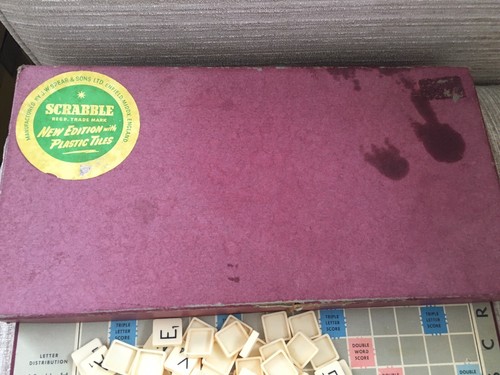 VINTAGE SCRABBLE BOARD GAME- SPEARS - RED BOX 1955 patent pending ...