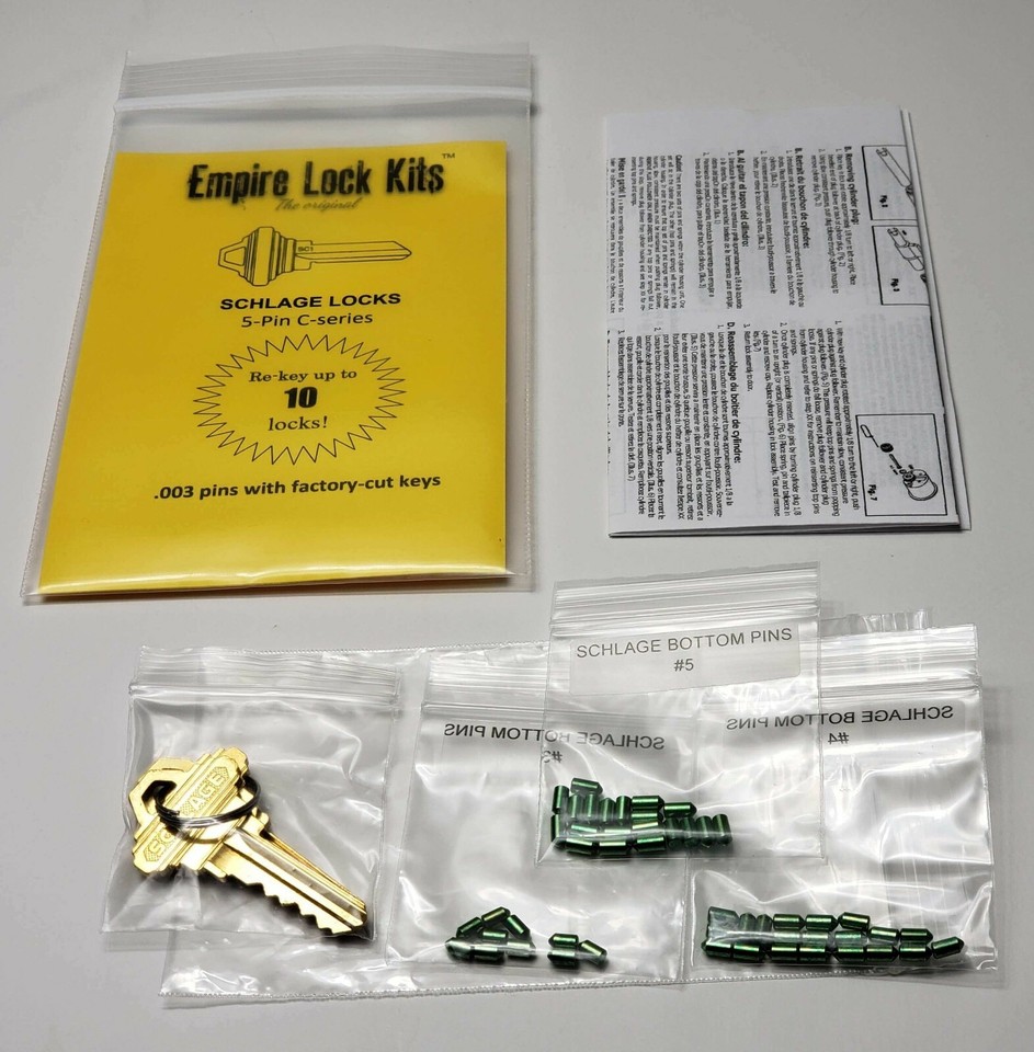 Rekey Up To 10 Schlage Locks Using Our Key and Pin Set with Factory Cut ...