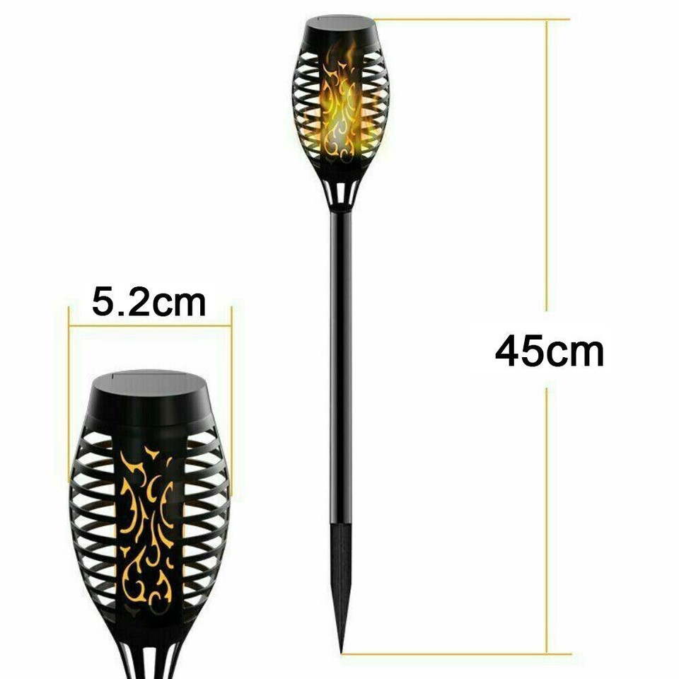 4X Flame Effect Solar Outdoor Lights Stake Garden Path Flickering LED ...