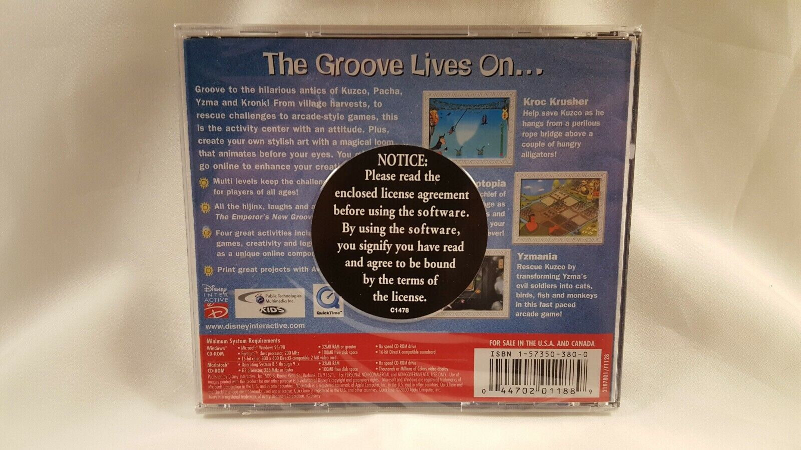 Disney / THE EMPORER'S NEW GROOVE - GROOVE CENTER / CD-ROM / PC & MAC ...