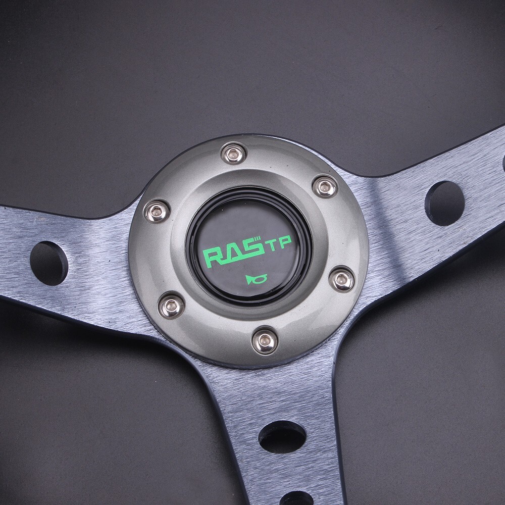 345mm Deep Dished Red Racing Steering Wheel+Ball Quick Release Adapter ...