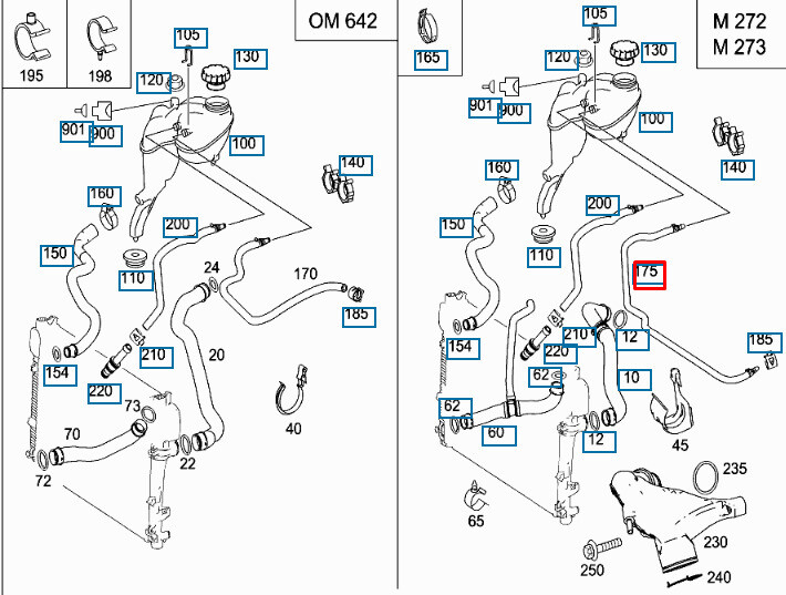 MERCEDES BENZ S W221 EXPANSION TANK VENTILATION PIPE A2215010625 NO ...