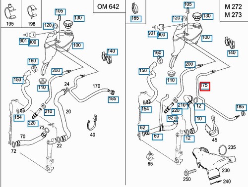 OEM MERCEDES BENZ S W221 EXPANSION TANK VENTILATION PIPE A2215010625 ...