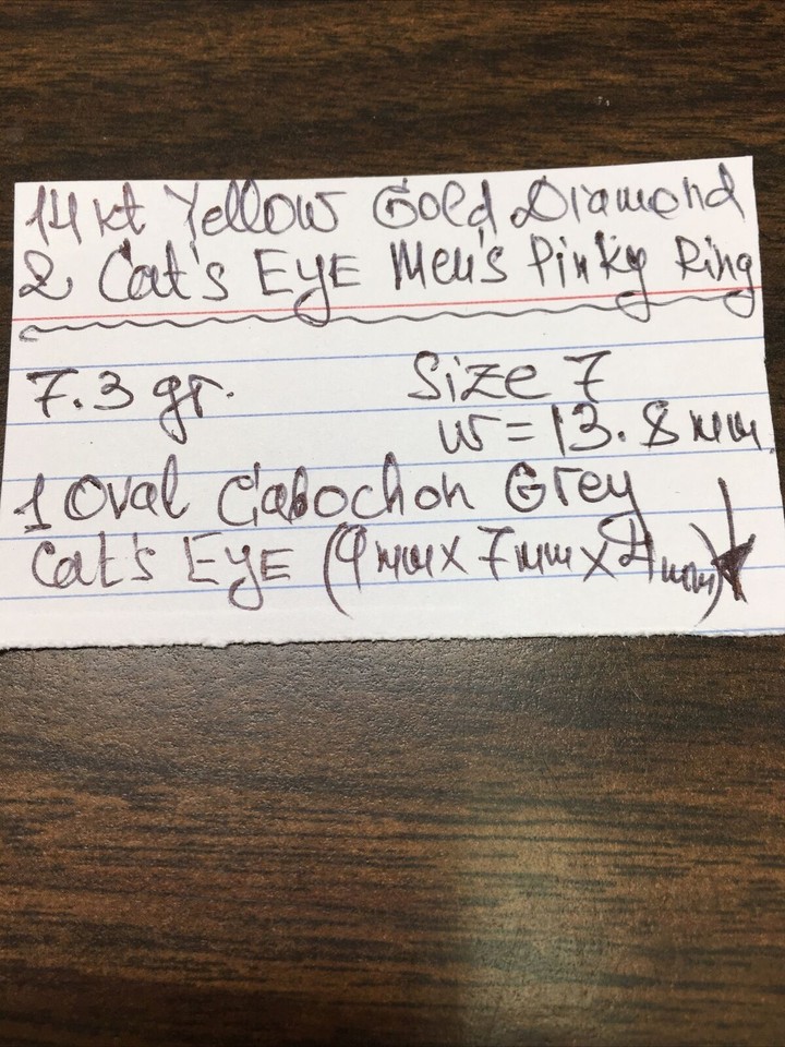 Elegant 13K Yellow Gold Diamonds & Cat’s Eye Men’s Pinky Ring 7.3gr ...