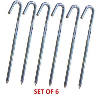SET OF 6 Leisure Plus Smooth Metal Heavy Duty Marquee Peg 34cm C146 ...