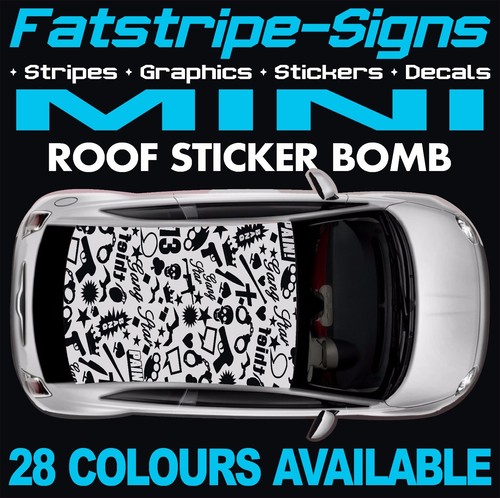 to fit MINI ROOF STICKER BOMB GRAPHICS STICKERS DECALS ONE COOPER S R50 ...