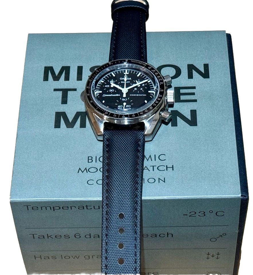 Swatch Omega Mission to the Moon Stainless Steel Case Mod Sailcloth ...