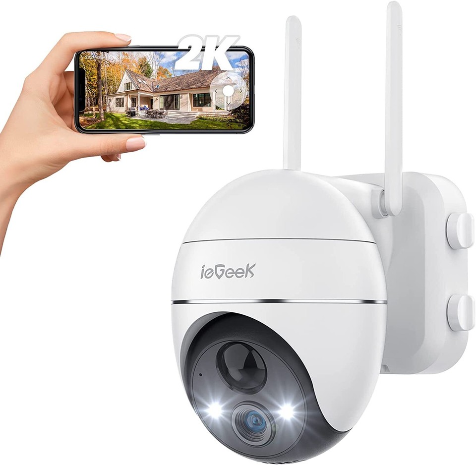 ieGeek Outdoor Wireless WiFi CCTV 360° PTZ Solar Battery Powered ...