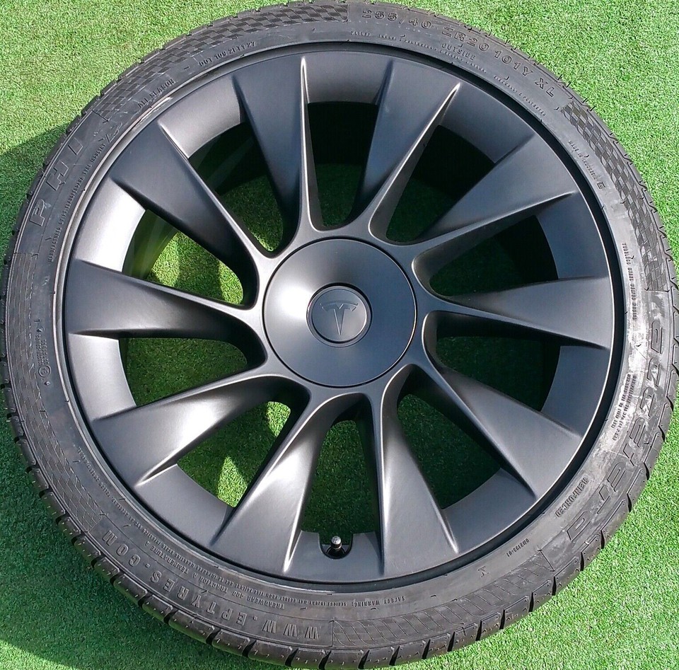 4 PERFECT Factory Tesla Induction Wheels New Tires Genuine OEM Model Y ...