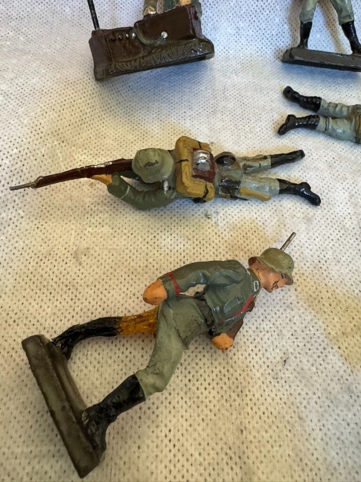 Vintage Lot 8 Rare WWII German Composition Lineol Toy Soldiers & Metal ...