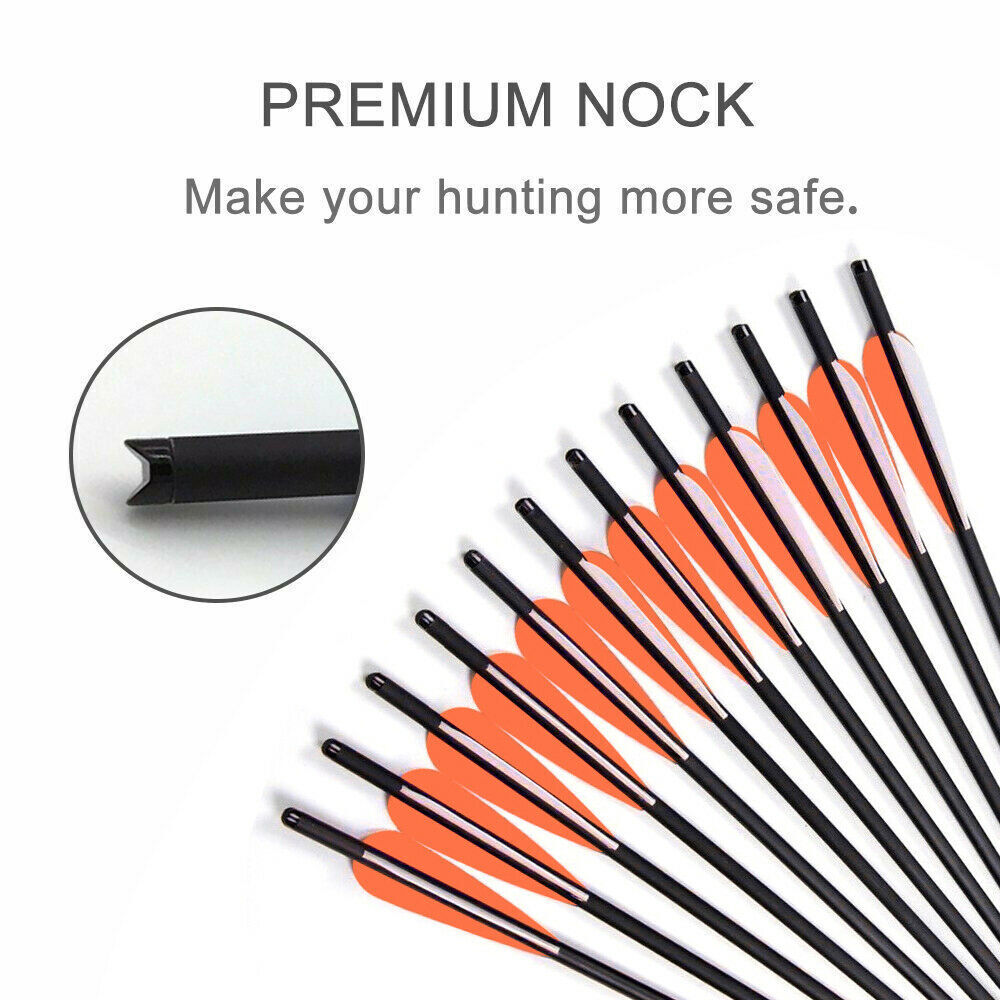 12Pcs 20" Crossbow Bolts Carbon Arrow Archery Half Moon Nock Hunting ...