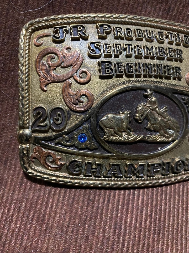 Vintage Trophy Rodeo Champion Belt Buckle LARGE 2015 cutting Cattle | eBay