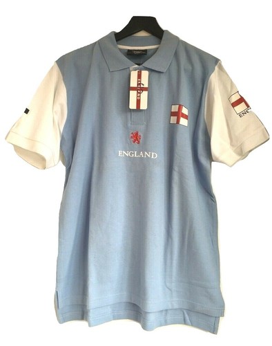 Men's England Lion St George Polo shirt Football S M L XL Red White ...