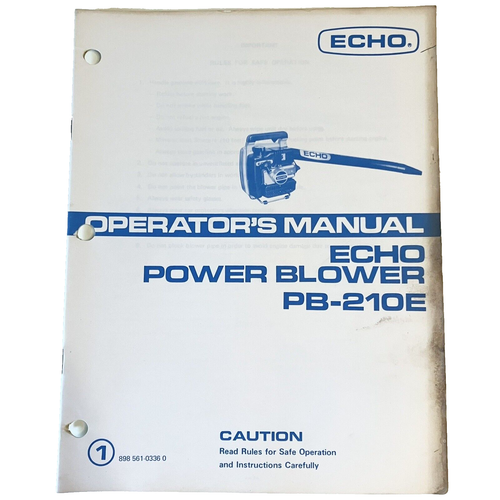 1980s Echo Power Blower PB-210E Operator’s Manual Kioritz Vintage ...