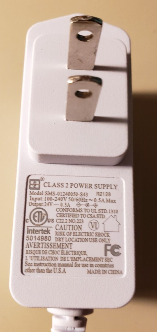 Intertek Classs 2 Power Supply Model No:- SMS-01240050-S43 Output: 24v ...