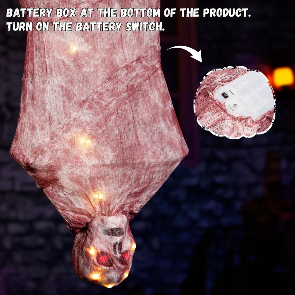 Halloween Animatronics 67inch Cocoon Corpse - Animated Mummy Hanging ...