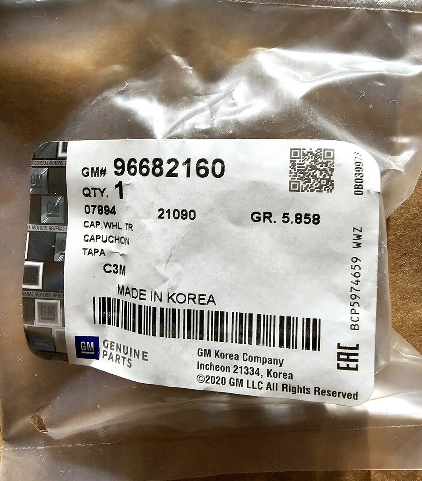 GM OEM Button Style Center Cap with Bowtie # 96682160 - Brand New ...