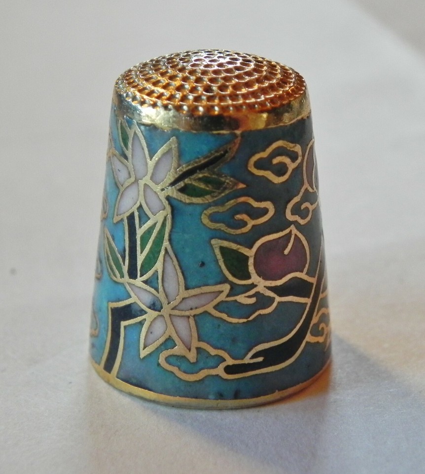 Vintage Monkey Enamel Thimble Blue And Gold Metal | eBay