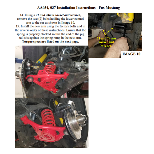 BMR Non-Adj Lower A-Arms Standard Ball Joint Spring Pocket Red For Ford ...