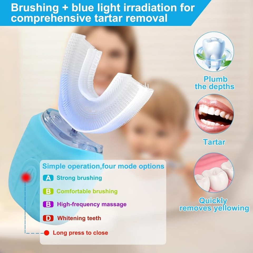White Ultrasonic Toothbrush, Ortho Sparkle Sonic Glow Brush, U Shaped ...