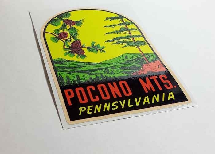Pennsylvania Pocono Mts Vintage Style Travel Decal / Vinyl Sticker ...
