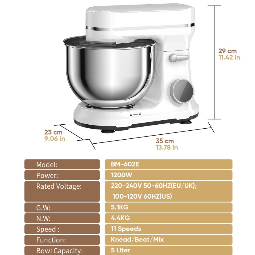 220V 5L 11speed Kitchen Electric Food Stand Mixer Cream Cake Dough ...