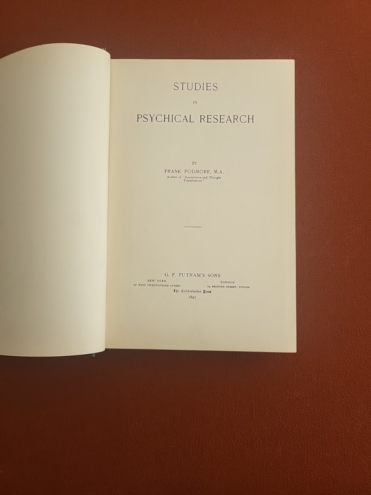 STUDIES IN PHYSICAL RESEARCH FRANK PODMORE PSYCHIC OCCULT 1897 1st ...