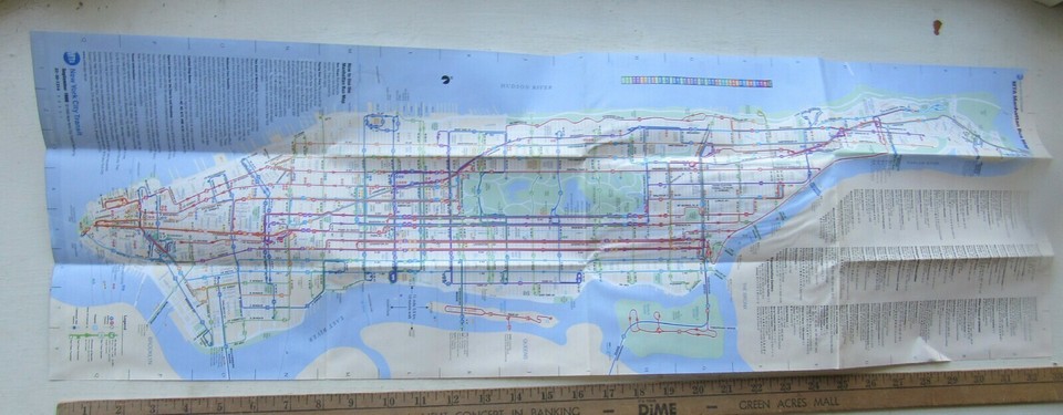 Manhattan Bus Map New York City Transit 1998 | eBay
