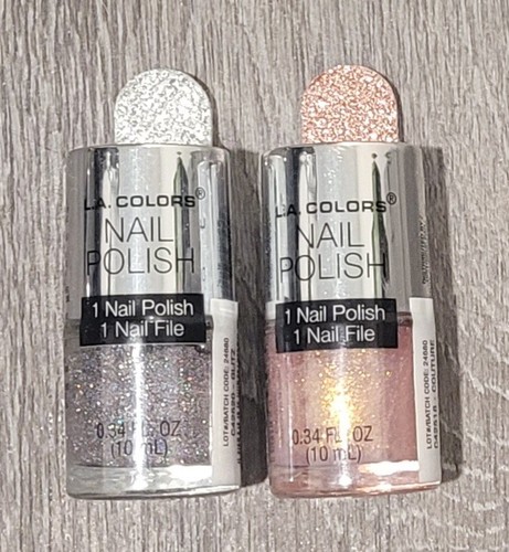 L.A. COLORS Sparkly Glitter Nail Polish Plus BONUS Matching Nail Files ...