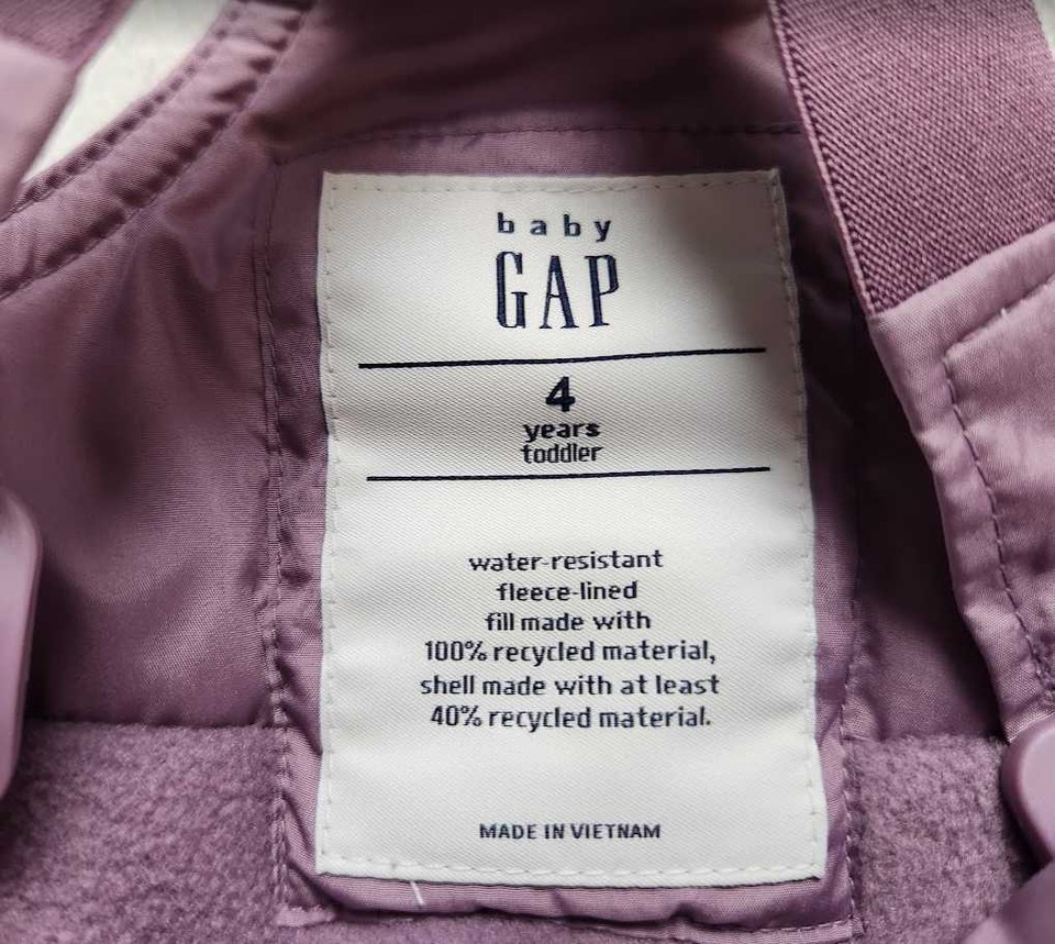 New toddler girls 2T baby Gap purple snow ski bib overalls water resistant | eBay