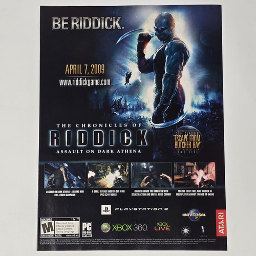 Chronicles of Riddick Assault Dark Athena PS3 Xbox 360 PC Print Ad ...